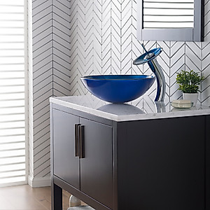 Kraus GV-204 Irruption Blue Glass Vessel Bathroom Sink