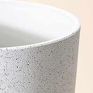 La Jolie Muse Flower Pots Outdoor Garden Planters, Indoor Plant Pots W/ Drainage Holes, Speckled White (8.6 + 7.5 Inch)