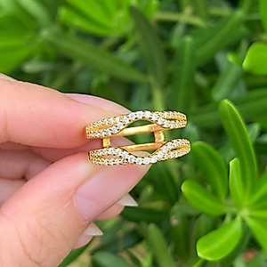 SHELOVES Womens Sterling Silver Yellow Gold Ring Enhancers Round White AAAAA CZ Infinity Guard Ring Sz 7