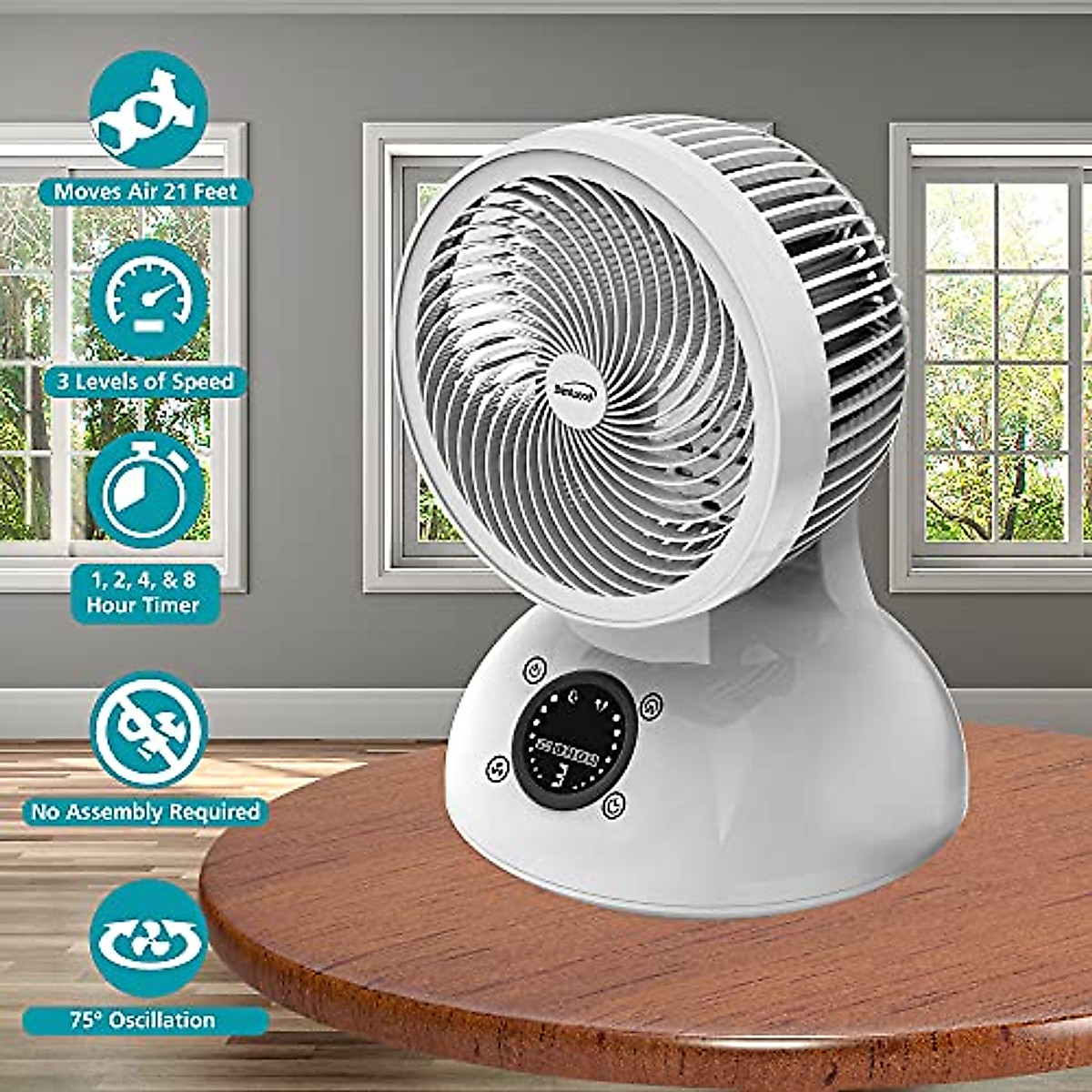 Brentwood 3-Speed Quiet Oscillating Air Circulator Desktop Fan White (6-Inch with Remote)