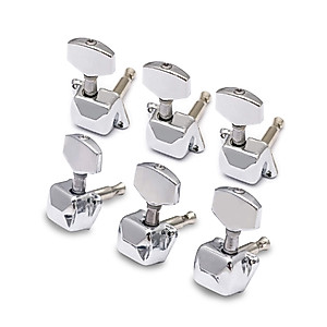 Metallor Semiclosed String Tuning Pegs Machine Heads Tuners 3L 3R Electric Acoustic Guitar parts Replacement Set of 6Pcs Chrome. (3L+3R)