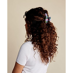 RIFLE PAPER CO. Large Claw Clip Set | Embroidered Fabric Headband, 100% Polyester, Soft Elastic Scrunchie Hair Bands (Bright Floral Pattern), Garden Party