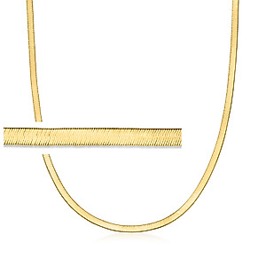 RS Pure by Ross-Simons 3mm 14kt Yellow Gold Herringbone Necklace. 16 inches