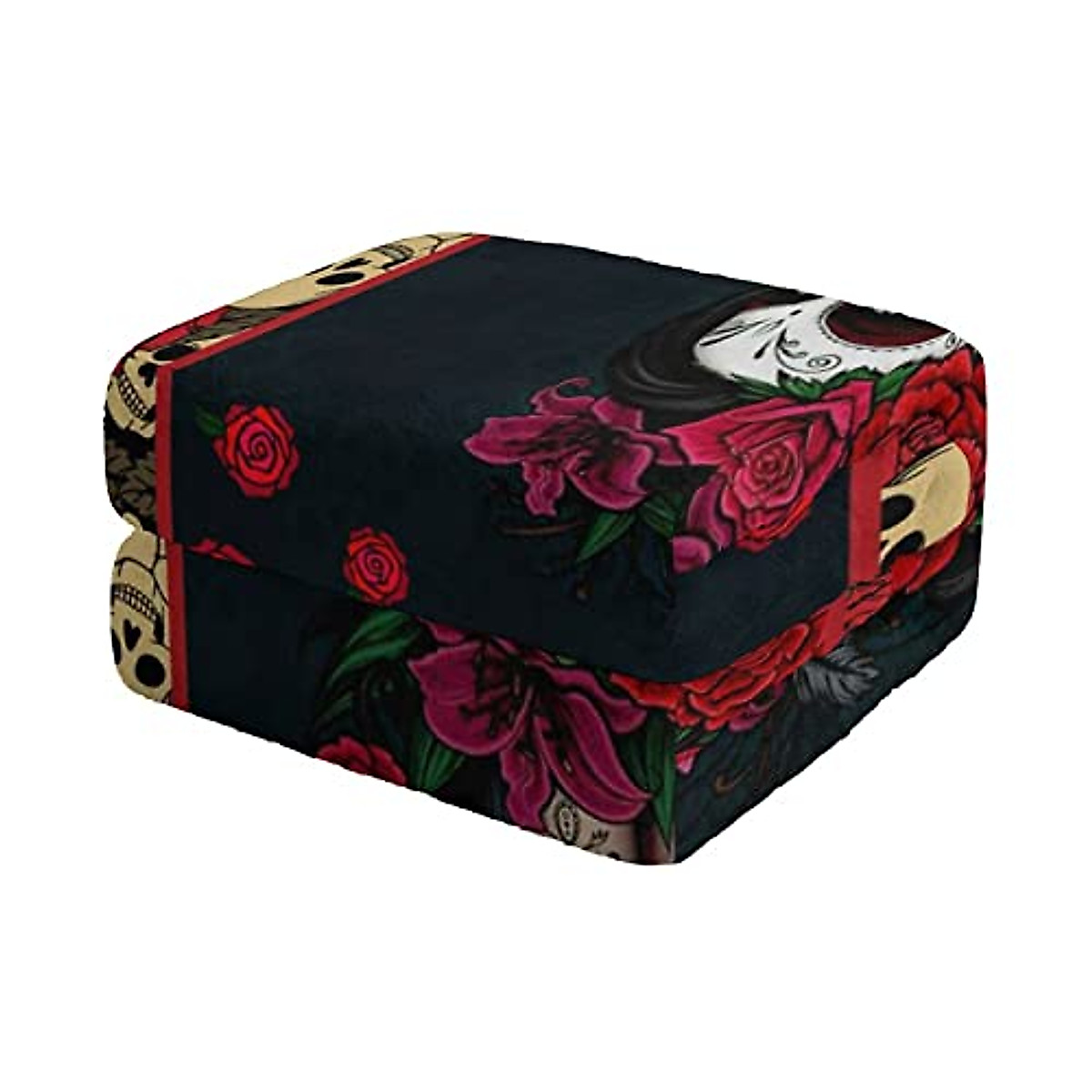 Day of The Dead Sugar Skull Blanket Rose Flowers Throw Fleece Blankets Rug Soft for Gift Bed Sofa 60"X50" Lightweight Flannel Blanket Bedding