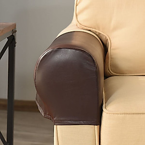 vctops Waterproof Faux Pu Leather Armrest Covers Vintage Stretch Arm Covers for Chairs Couch Sofa Armchair Slipcovers for Recliner Sofa 2pcs, Dark Coffee