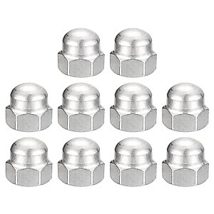 uxcell 3/8-16 Acorn Cap Nuts,10pcs - 304 Stainless Steel Hardware Nuts, Acorn Hex Cap Dome Head Nuts for Fasteners (Silver)