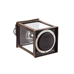 Evergreen Garden Outdoor Décor 8.5"H Battery Operated Twinkling Light Bulb Lantern, Black with Brushed Gold, Set of 2 for Homes Gardens Yards Lawn and Patio