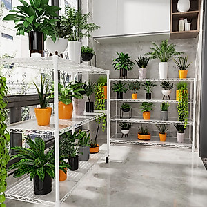 Heavy-Duty Wire Shelving Unit - 7-Tier, 2450lbs Capacity, NSF Certified, Adjustable Metal Storage Rack with Wheels & Liners, 82"H x 48"L x 18"D - Ideal for Kitchen, Garage, Closet, Basement - White