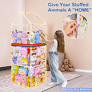 Stuffed Animals Storage Zoo Plushies Toy Storage Organizer Unicorn Castle PVC Stuffed Animals Holder Kids Toy Storage Playroom Nursery Storage Shelf