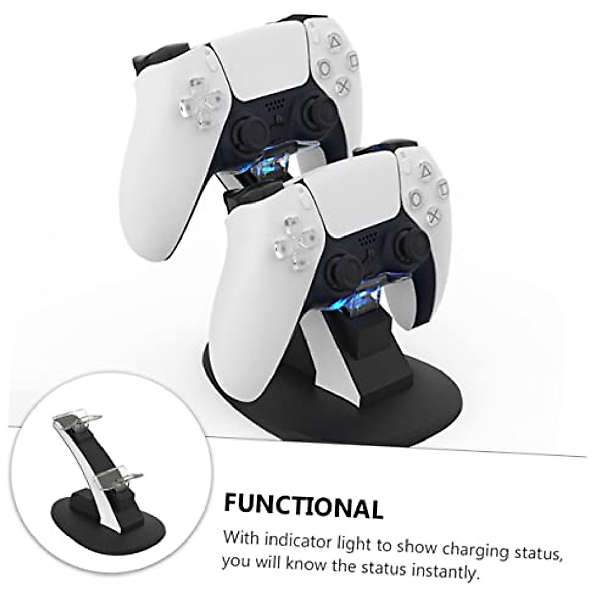 SOLUSTRE Controller Compatible for Display Compatible for ps Rack Station Dock Dual-Charging Black Charger Storage Desktop Dual Game Stand Conter Gamepad Compatible with ps Base Slot