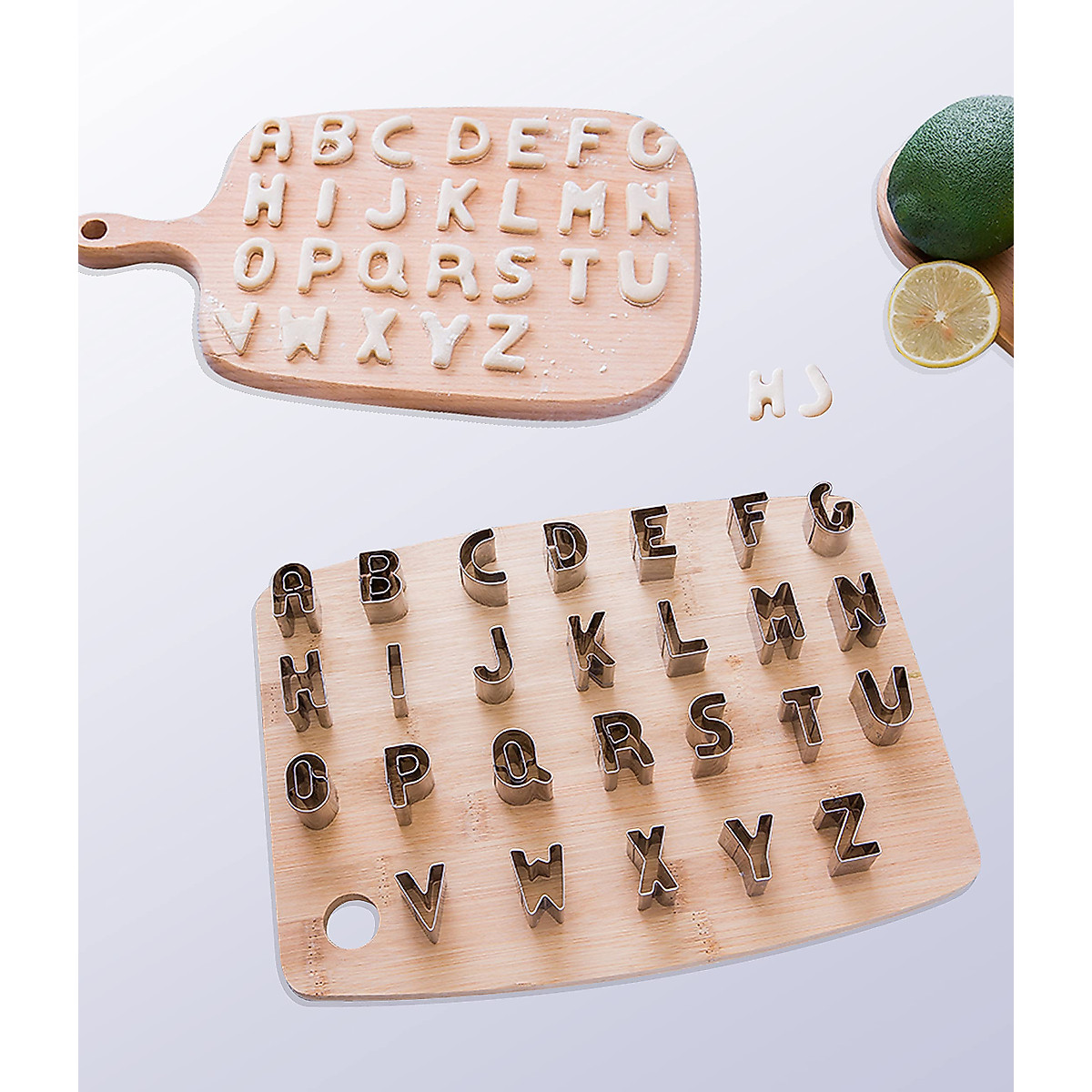 36Pcs letter cookie cutter set, metal alphanumeric baking cookie molds for fruit, baking, donuts, cookie decorating tools