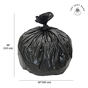 Top Knot Bags 45 Gallon Garbage Trash Bag 40X48" Black 150 Count Can Liner Bulk 40 Gallon 42 Gallon 44 Gallon Made in USA