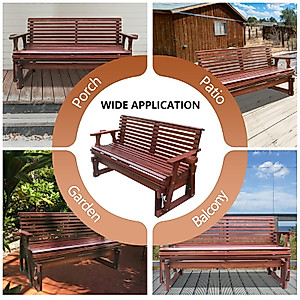 Beneouya 5FT Heavy Duty 800 LBS Porch Glider, Outdoor Glider Bench with Roll Back Pressure Treated with 2 Cupholders and Deep Contoured 2-Seater for Outside Patio, Yard, Balcony, Porch,Dark Brown