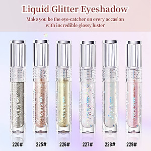 Quxunzzz Liquid Glitter Eyeshadow, Metallic Glitter Shimmer Eye Looks Waterproof Long Lasting Quick-Drying Sparkling Eye Shadow Makeup Liquid Glitter eyeliner #227