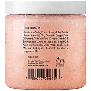 MAJESTIC PURE Himalayan Pink Salt Body Scrub with Collagen and Sweet Almond Oil | Exfoliating Body Scrub for Skin Care, Stretch Marks, Acne, Cellulite | Body Scrub Exfoliator |10 oz