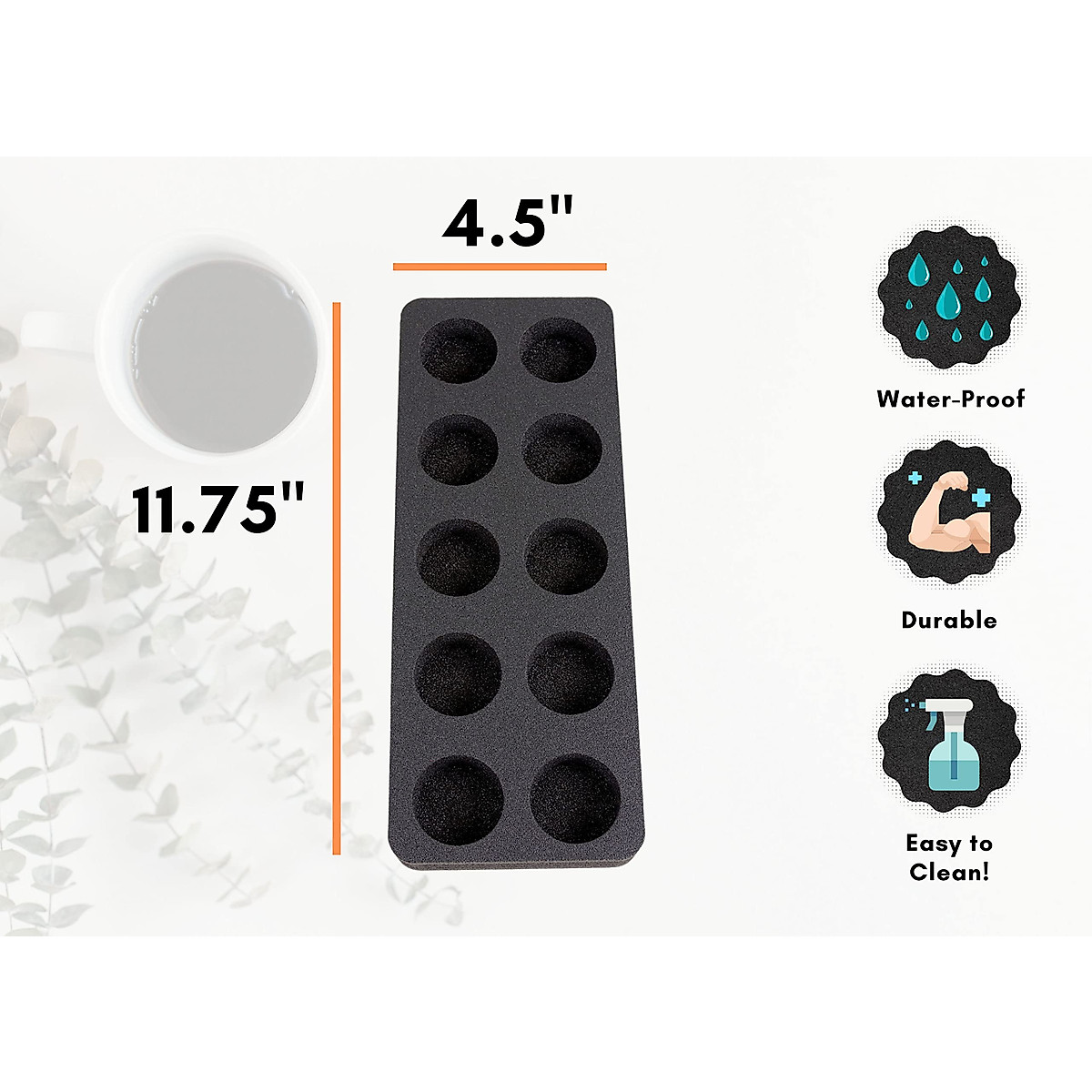 Polar Whale 2 Coffee Pod Storage Organizers Tray Drawer Insert for Kitchen Home Office Waterproof 4.5 X 11.75 Inches Holds 10 Compatible with Keurig K-Cup Made In The USA