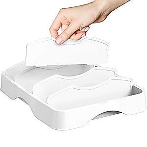 SimpleHouseware Food Container Lid Organizer, Adjustable Dividers Lids Storage, 13''x10'', White