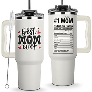 Christmas Gift for Mom - Best Mom Ever Coffee Tumbler 40 Oz With Handle and Straw, Mama Tumbler, Best Mom Ever Mug, Mom Birthday Present, Mama Cup, Mothers Day Gift Tumbler, Moms Christmas Gift Ideas