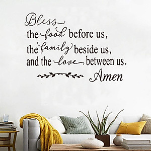 Summerjokes Bless The Food Before us, The Family Beside us, and The Love Between us Funny Inspiring Wall Sticker Decal Vinyl Sticker, Faith Family Living Room Kitchen Bedroom Photo Wall Art Wall Decoration