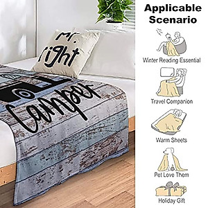 Large Throw Blanket, Vintage Wooden Door Happy Camper 50x60 Inch Super Soft Warm Cozy Throw Blanket, Lightweight Thick Blanket as Bedspread/Coverlet for Women Men Kids, Easy to Care, All Seasons