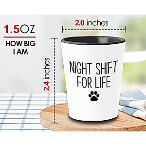 Bubble Hugs Veterinarian Shot Glass 1.5oz - Night Shift - Marine Veterinary Nutrition Dietary Clinical Anesthesist Equine Zoology Dentistry Surgical Internal Medicine