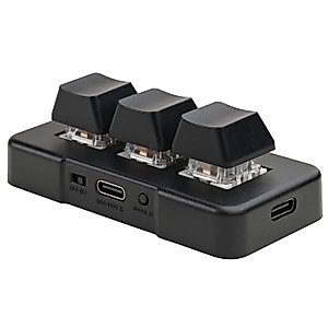 iKKEGOL Mini USB Type C Wired 3 Key Mechanical Keypad 9 Keys Fully Progammable Macro Gaming Keyboard,One- Handed Control RGB Light HID Pad (Black)