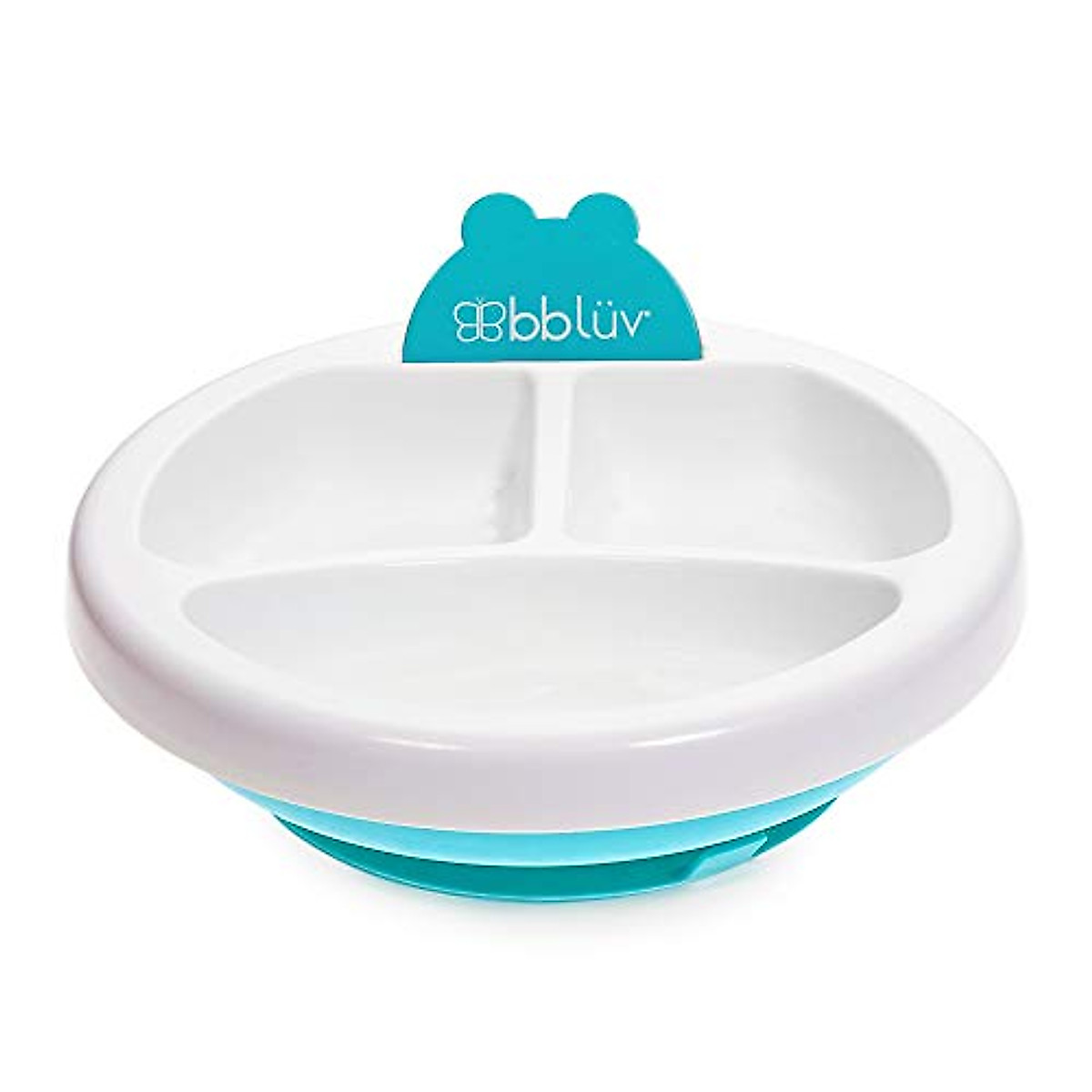 bblüv - Platö - Warming Feeding Plate - 3 Compartments with Suction Base for Baby to Toddler (Aqua) - BPA and Phthalate Free, 7.25x2.25x7.25 Inch (Pack of 1)