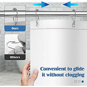 Fotoumgl Shower Curtain Rings, Rust Proof Metal Smooth Glide Shower Curtain Hooks, Stainless Steel Nickel Chrome Plating Curtain Rings for Bathroom Shower Curtain Rods- Set of 12