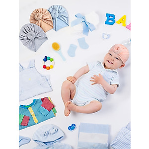 6 Pieces Baby Turbans Baby Hat Headbands Bows Newborn Beanie Nursery Head Wrap Soft Cute Toddler Cap for 0-3 Years Girls Baby (Fresh Colors)