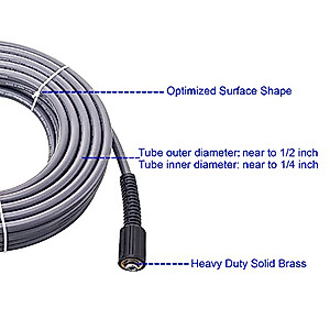 RIDGE WASHER Pressure Washer Hose 50 FT, 1/4 Inch Pressure Washer Hose for Most Brands, with M22 14mm Fitting, 3600 PSI