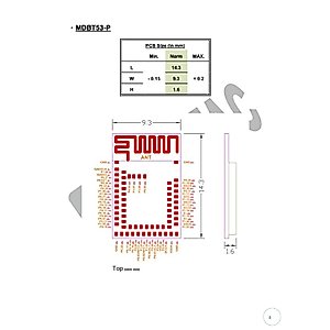 MDBT53-P1M Nordic nRF5340 Dual Core PCB ANT 48 GPIO Bluetooth Module BT5.2 FCC IC CE Telec KC SRRC (3pcs Pak)