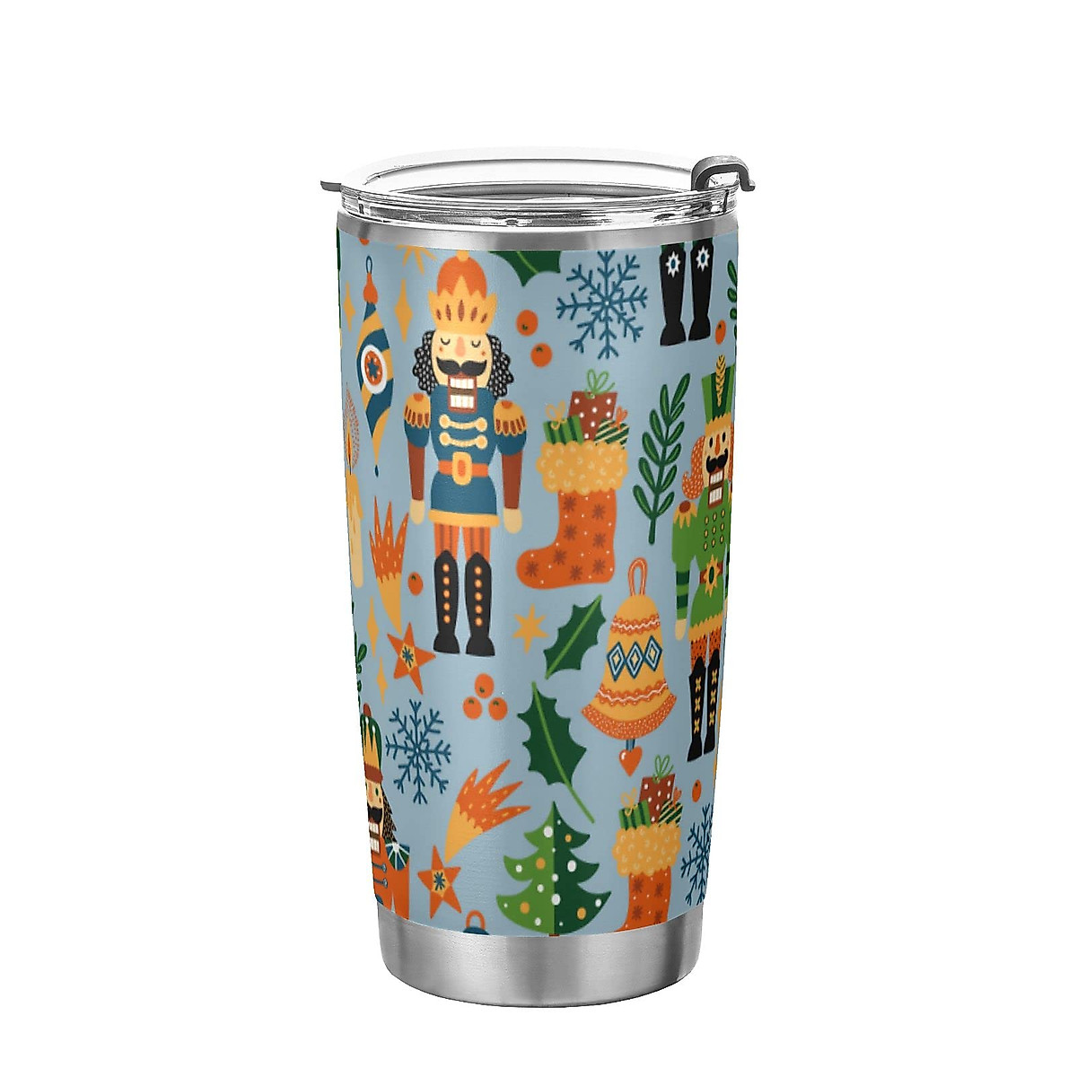 Yasala Christmas Tumbler Nutcrackers Soldier Candle Golden Insulated Coffee Cup Beverage Container Office Travel Mug with Straw and Lid 20oz Holiday Back to School New Year Gift