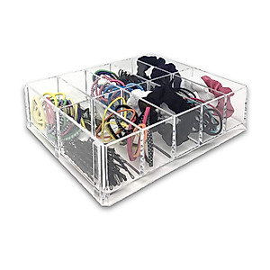 BY ALEGORY Acrylic Hair Accessory Organizer Storage for Bows Ties Bobbi Pins Claws Barrette Silk Scarves Scrunchies Ribbon Bandana Drawer Refillable Container Tray