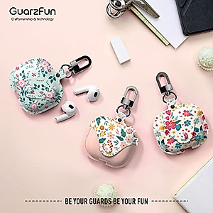 GuarzFun Leather Case for AirPods 3, Leather Airpod 3 Case for Women, Airpod 3 Leather Case with Secure Snap Closure Keychain (Pink)