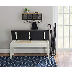 Powell Company Jane White and Beige Dining Storage Compartment by Powell Bench