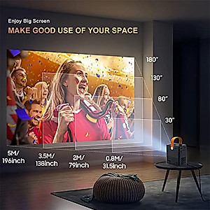 Portable WiFi Bluetooth Projector, JIMTAB V1 Outdoor Projector Full HD 1080P Supported, Mini Movie Projector with Foldable Carry Bag Dual Speakers Surround Sound (with Blue Foldable Bag)