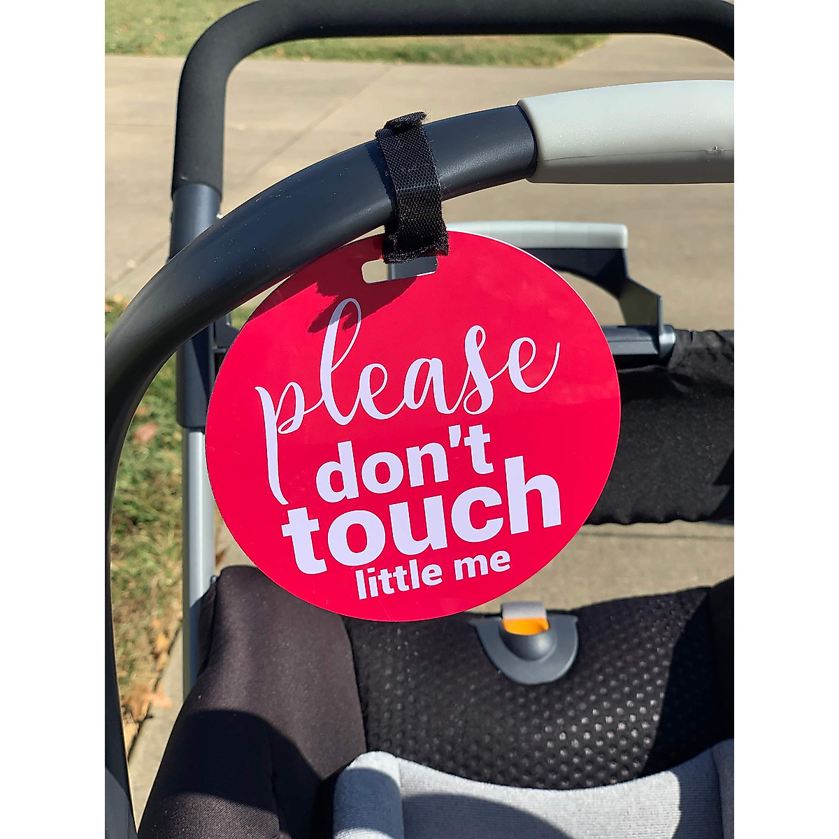 THREE LITTLE TOTS – Pink Please Don't Touch Baby Car Seat Sign or Stroller Tag - CPSIA Safety Tested