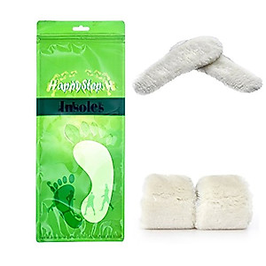 Happystep Genuine Sheepskin Lambswool Cushioning Shearling Winter Insoles with Felt Comfort Sole(Women 11)