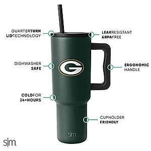 Simple Modern Officially Licensed NFL 40oz Tumbler with Handle and Straw Lid | Football Thermos Gifts for Men, Women, Christmas | Trek Collection | Green Bay Packers