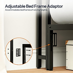 HOOBRO Headboard Queen Size, Headboard with Charging Station and LED Light, Queen Headboard with Storage, Industrial Style Headboard, Height Adjustable, Rustic Brown and Black