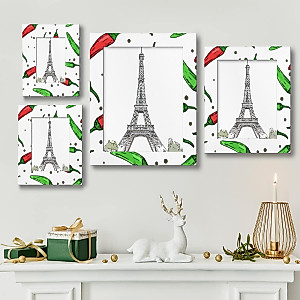 Pardick Chilli Peppers 4x6 Picture Frame, Green Red Chilli Wooden Photo Frames for Tabletop and Wall Display, Picture Frame Home Office Decor