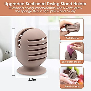 4Pack Makeup Brush Sponge Holder,Silicone Makeup Brush Covers Bag Travel Beauty Blender Holders Suctioned Drying Stand,Magnetic Makeup Brushes Case Organizer for Traveling Cute Portable-Pink,Khaki