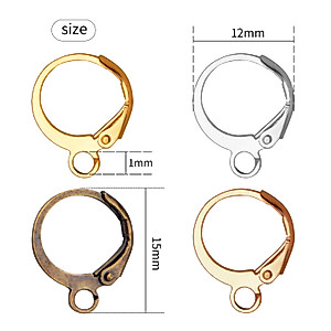 Hypoallergenic Earring Hooks, 120 Pieces Brass Lever Back Earring Round French Hook Ear Wire with Open Loop for Earring Designs Jewelry Making - 4 Colors