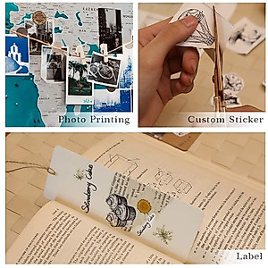 Phomemo Non Adhesive Paper Printer Thermal Paper White for M02 M02S M02 Pro, Black Print on White, 2.08 Inch x 26.2 Feet (53mm x 8m) for Black and White Photos, Planner, Note, Scrapbooking