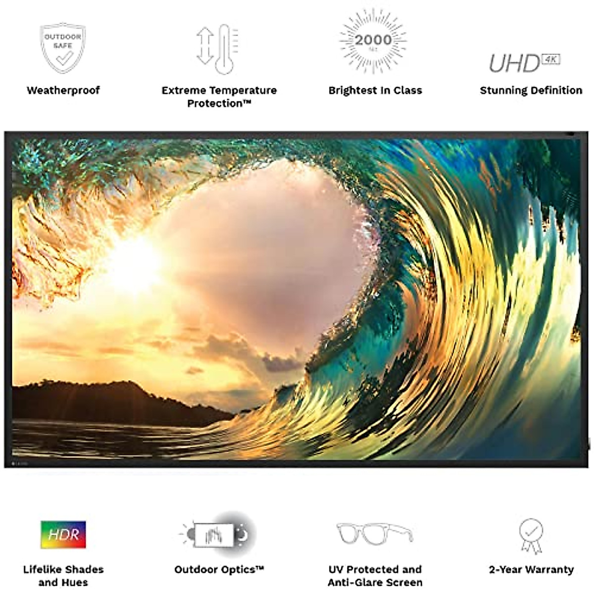 Seura Full Sun Series 85-Inch 4K UHD HDR Weatherproof LED Outdoor TV, UB4-85