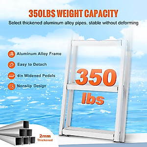 VEVOR Removable Dock Ladder 4 Step, Pontoon Boat Ladder with Mounting Hardware,Aluminum Swim Ladder with Nonslip Design, Each Step 16" x 4", 350Lbs Load, for Lake, Marine Boarding, Pool