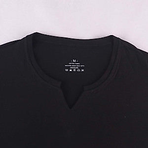 JEEING GEAR Men Short Sleeve Athletic Shirts Slim Fit Cotton V Neck Black Color Size L