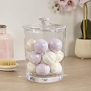 STORi Premium Quality Makeup and Cotton Ball Holders | 60-oz Clear Plastic Apothecary Jar with Lid | Perfect Storage Container to Organize Bathroom and Vanity
