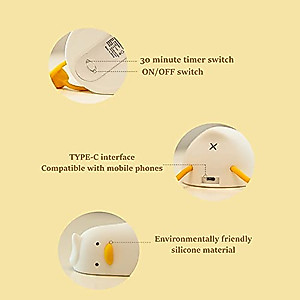 WLHONG Lying Flat Duck Night Light, Cute Light Up Duck,LED Silicone Bedside Lamp,Touch Control Dimmable Rechargeable Baby Night Lights for Breastfeeding Bedroom Baby Room Decor Kids Women Gift