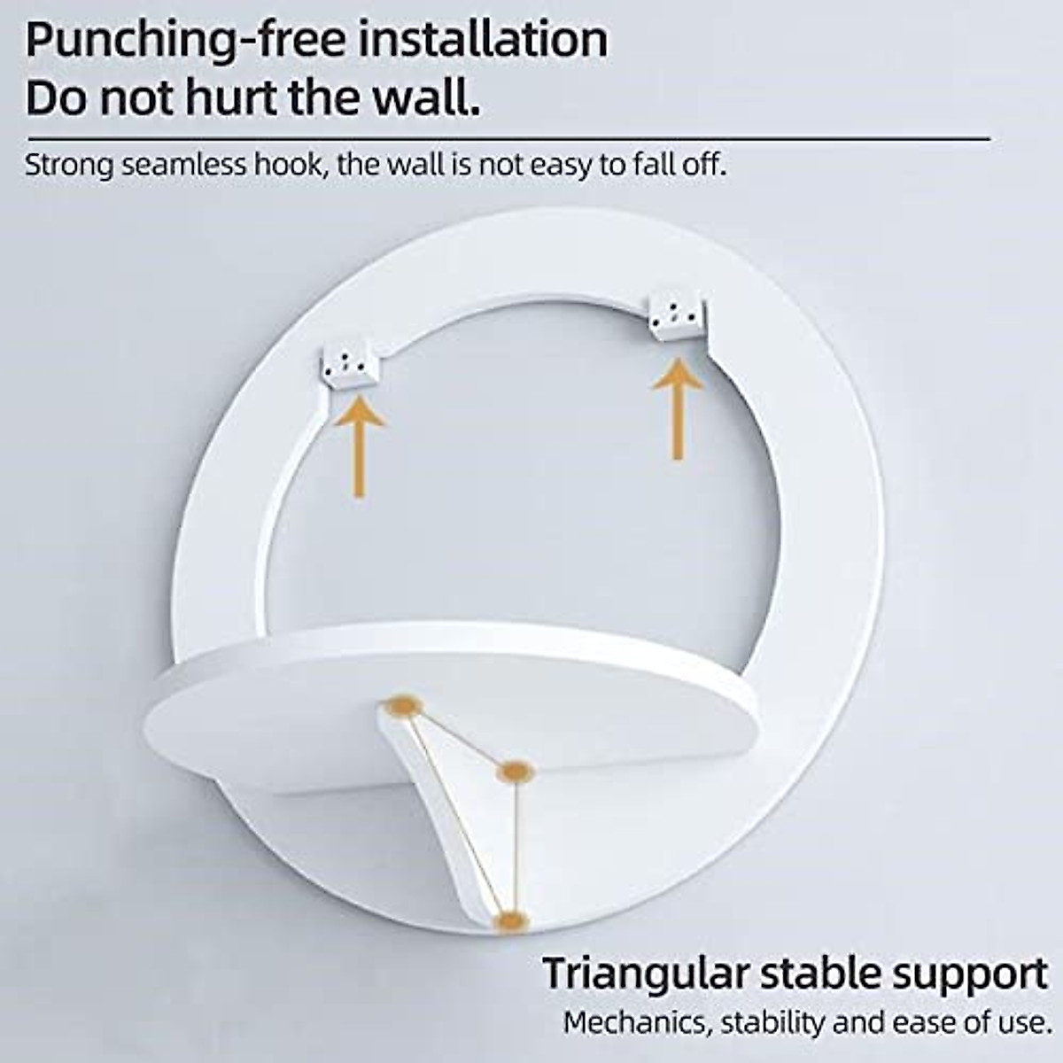 jcwfuno Home Wall-Mounted White Floating Shelf 2 Pieces,Suitable for Bedroom, Living Room, Office, Wall Shelf can Put Plants, Mobile Phones, Remote Control and Other Things,Decoration(Round Shape)